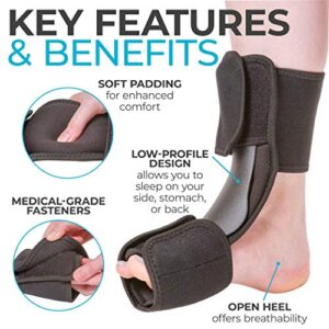 BraceAbility Dorsal Night Splint | Plantar Fasciitis Pain Relief, Foot Drop Brace for Sleeping, and Achilles Tendon Stretcher Boot for Nighttime Ankle Dorsiflexion (S/M)