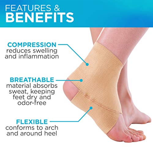 BraceAbility Elastic Ankle Brace | Foot Arch Support Sleeve for Gymnastics, Dance, Ballet, Cheerleading, Tumbling, Yoga, Pilates, Exercise to Prevent Ankle Sprain, Twisting & Swelling (Medium)