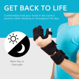 BraceAbility Resting Hand Splint - Soft Functional Stroke and Surgery Recovery Brace for Neuropathy Nerve Damage, Carpal Tunnel, Wrist Fracture Pain Relief, Finger Immobilization Support (S Left)