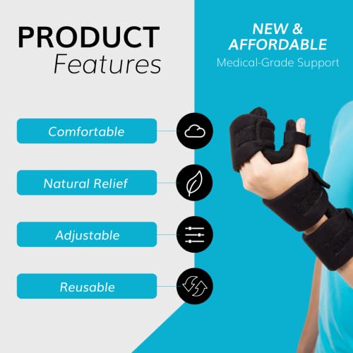 BraceAbility Resting Hand Splint - Soft Functional Stroke and Surgery Recovery Brace for Neuropathy Nerve Damage, Carpal Tunnel, Wrist Fracture Pain Relief, Finger Immobilization Support (S Left)