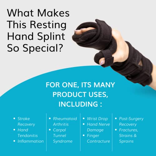 BraceAbility Resting Hand Splint - Soft Functional Stroke and Surgery Recovery Brace for Neuropathy Nerve Damage, Carpal Tunnel, Wrist Fracture Pain Relief, Finger Immobilization Support (S Left)