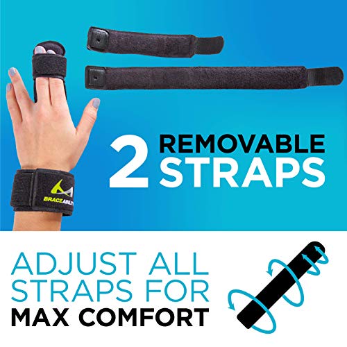 BraceAbility Two Finger Immobilizer - Hand and Buddy Splint Cast for Broken Joints, Mallet or Trigger Finger Extension, Sprains and Contractures to Straighten Middle, Index and Pinky Knuckles (M)