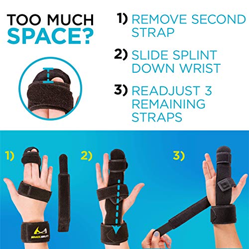 BraceAbility Two Finger Immobilizer - Hand and Buddy Splint Cast for Broken Joints, Mallet or Trigger Finger Extension, Sprains and Contractures to Straighten Middle, Index and Pinky Knuckles (M)