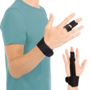 braceability finger splint – adjustable support guard for jammed or broken knuckle treatment, medical-grade aluminum immobilizer to straighten trigger finger, arthritis pain relief brace (universal)