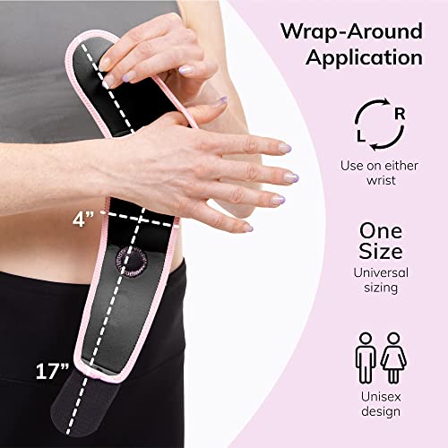 BraceAbility Women's Wrist Support Brace - Pink Right or Left Mommy Hand Copper Compression Wrap for Pregnancy Carpal Tunnel Pain Relief, De Quervain's Tenosynovitis Treatment, Arthritis Joint Pain