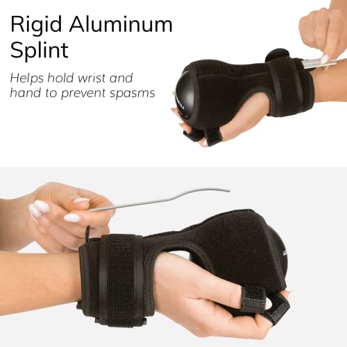 BraceAbility Anti Spasticity Splint - Contracture Stroke Resting Hand Orthosis Brace and Ball for Right or Left Cramp Relief, Twitching Pain, Recovery Therapy, Dupuytren's Treatment, Arthritis Remedy