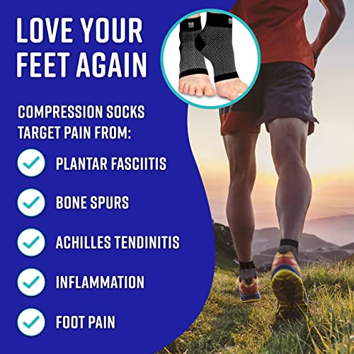 Bitly Plantar Fasciitis Socks for Women & Men - Best Foot & Ankle Compression Sleeve, Brace for Everyday Use - Provides Arch Support & Heel Pain Relief (Gray, X-Large)