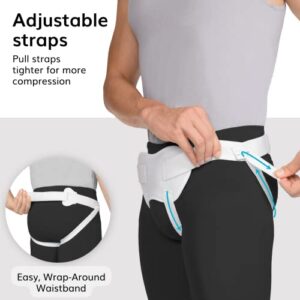 BraceAbility Inguinal Hernia Truss - Scrotal and Femoral Groin Male or Female Compression Support Belt for Testicular, Genital, Bilateral, Direct or Indirect Hernia Pain Relief Treatment Brace (M)