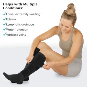 BraceAbility Lymphedema Leg Wrap - Swollen Feet and Ankle Garment Product for Lower Extremity Edema Swelling, Lymphatic Drainage, Water Retention Sleeve - 20-30 mmHg Compression Socks Included (M)