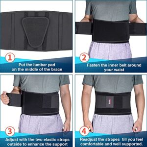 Back Brace for Lower Back Pain by FEATOL, Breathable Back Support Belt for Women & Men with Lumbar Pad, Lumbar Support Belt for Heavy Lifting & Work, Sciatica, Scoliosis 3XL (Waist Size:54''-63'')