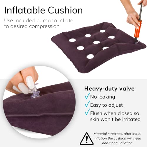 BraceAbility Inflatable Seat Cushion - Portable Pressure Relief Blow-Up Waffle Pad for Wheelchair, Office Chair, Airplane or Car, Bed Sore Prevention, Hip Bursitis, Low Back Pain (Air Pump Included)