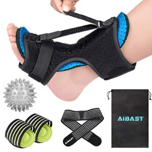 2021 new upgraded blue night splint for plantar fascitis, aibast multi adjustable ankle brace foot drop orthotic brace for plantar fasciitis, arch foot pain, achilles tendonitis support for women, men