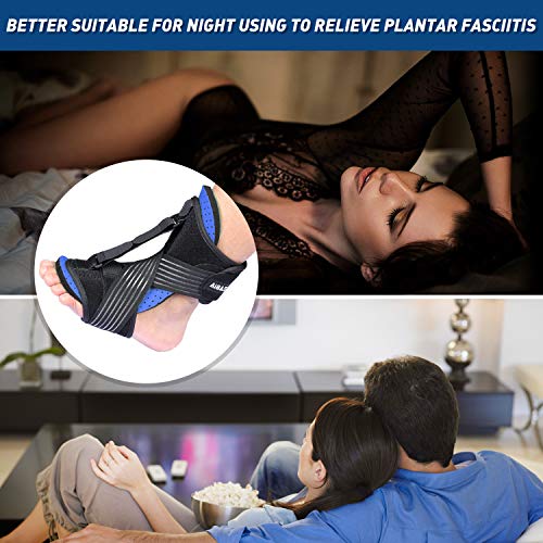 2021 New Upgraded Blue Night Splint for Plantar Fascitis, AiBast Multi Adjustable Ankle Brace Foot Drop Orthotic Brace for Plantar Fasciitis, Arch Foot Pain, Achilles Tendonitis Support for Women, Men