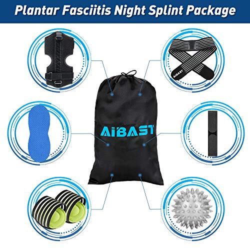 2021 New Upgraded Blue Night Splint for Plantar Fascitis, AiBast Multi Adjustable Ankle Brace Foot Drop Orthotic Brace for Plantar Fasciitis, Arch Foot Pain, Achilles Tendonitis Support for Women, Men