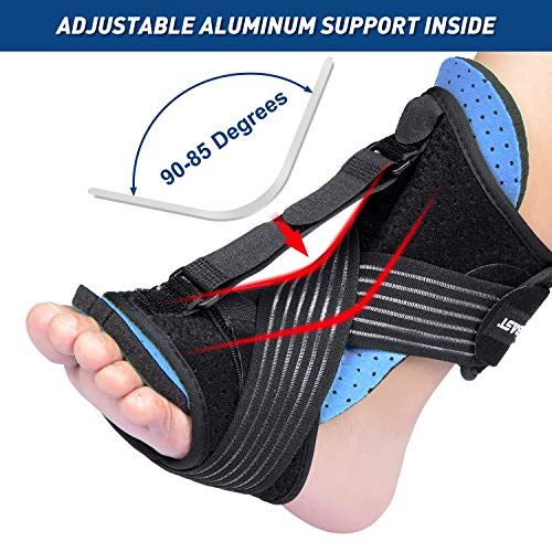 2021 New Upgraded Blue Night Splint for Plantar Fascitis, AiBast Multi Adjustable Ankle Brace Foot Drop Orthotic Brace for Plantar Fasciitis, Arch Foot Pain, Achilles Tendonitis Support for Women, Men