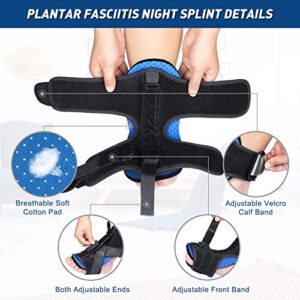 2021 New Upgraded Blue Night Splint for Plantar Fascitis, AiBast Multi Adjustable Ankle Brace Foot Drop Orthotic Brace for Plantar Fasciitis, Arch Foot Pain, Achilles Tendonitis Support for Women, Men