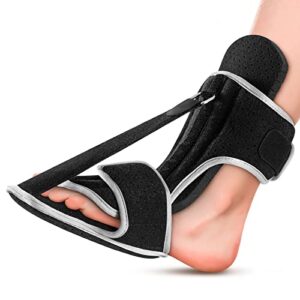 mkay upgraded plantar fasciitis night splint adjustable plantar fasciitis brace with support plate | night splint for plantar fasciitis women men achilles tendonitis relief foot drop heel pain black