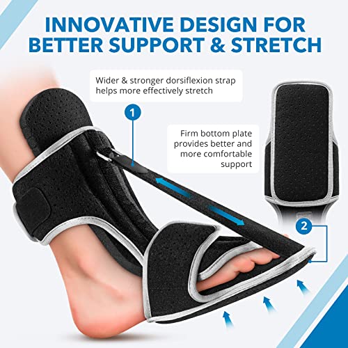 MKay Upgraded Plantar Fasciitis Night Splint Adjustable Plantar Fasciitis Brace with Support Plate | Night Splint for Plantar Fasciitis Women Men Achilles Tendonitis Relief Foot Drop Heel Pain Black