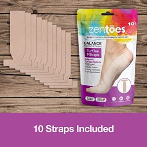 ZenToes Turf Toe T-Straps - 10 Pack Moleskin Splints for Big Toe Injuries - Adhesive Toe Straighteners