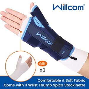 Willcom Wrist and Thumb Spica Splint Brace, Carpal Tunnel Syndrome Support, De Quervain's Tenosynovitis, Hand Stabilizer for Arthritis, Tendonitis, Pain Relief, Sprains Forearm Support Cast (M, Left Hand)