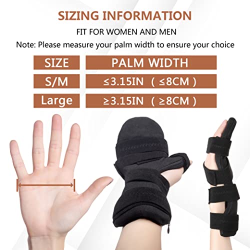 Scurnhau Resting Hand Brace, Soft Stroke Hand Splint Night Support for Finger Contractures, Hand Immobilizer for Carpel Tunnel Wrist Pain, Muscle Atrophy, Arthritis, Tendonitis, Metacarpal Breaks