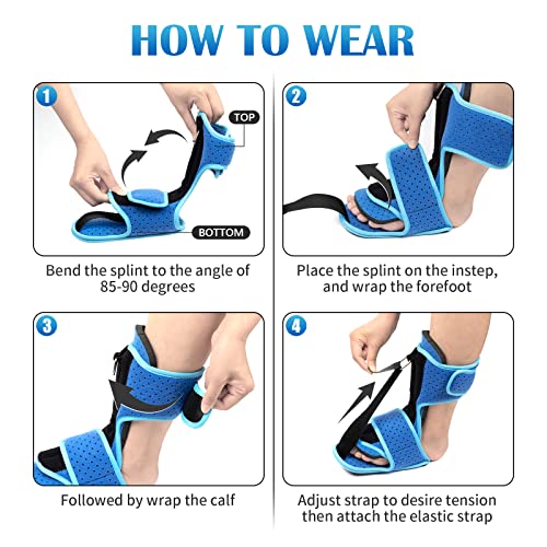 Plantar Fasciitis Night Splint: WXY Foot Brace with Support Plate | Dorsal Night Splint for Plantar Fasciitis Women Men | Plantar Fasciitis Relief Achilles Tendonitis Foot Drop Heel Pain Black-Blue