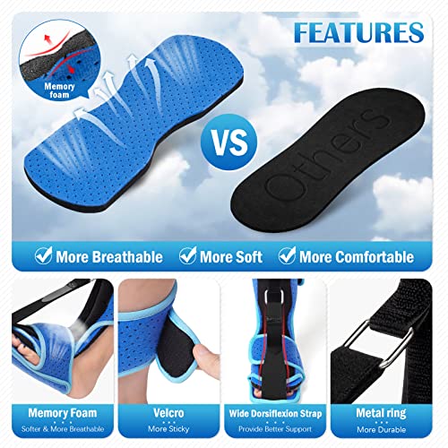 Plantar Fasciitis Night Splint: WXY Foot Brace with Support Plate | Dorsal Night Splint for Plantar Fasciitis Women Men | Plantar Fasciitis Relief Achilles Tendonitis Foot Drop Heel Pain Black-Blue