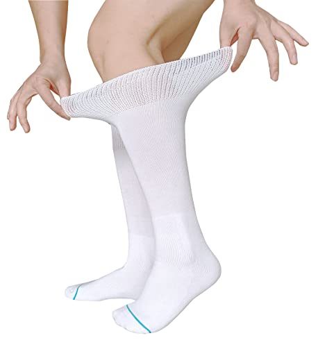 VEIGIKE Socks Liner for Orthopedic Walking Boots Walker Brace Shoe,Medical Tube Socks Under Air Cam Walkers and Fracture Boot Cast Surgical leg Cover White 2 Pairs