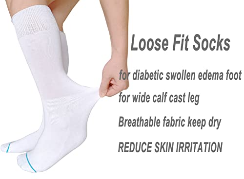 VEIGIKE Socks Liner for Orthopedic Walking Boots Walker Brace Shoe,Medical Tube Socks Under Air Cam Walkers and Fracture Boot Cast Surgical leg Cover White 2 Pairs