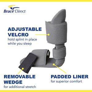 Brace Direct Padded Night Splint 90 Degree Immobilizing Stretching Sleeping Boot - Recovery for Plantar Fasciitis, Drop Foot, Achilles Inflammation, Heel Spurs and more