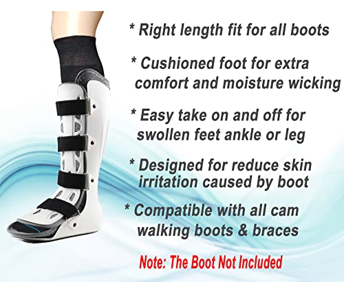 2 Pairs Replacement Sock Liner for Orthopedic Walking boot Air Cam Walkers, Cast Socks Under Air Cast Brace Surgical Broken Leg Toe Fracture boot