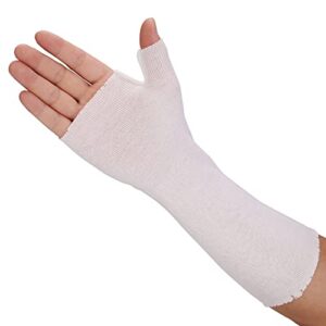 velpeau wrist and thumb spica stockinette (pack of 10) comfy arm sock, cotton skin protection sleeve, wrist liner and pre-wrap cover for splints, air casts, hand brace(medium)