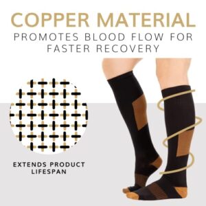 BraceAbility Compression Socks - Copper-Infused Medical Stockings for Anti-Embolism Inflammation, Pregnancy Pain, Varicose Spider Veins, Travel, Flights, Running, Diabetic Adult Relief (L/XL Pair)