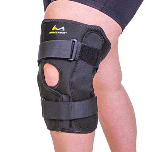 BraceAbility Obesity Hinged Knee Pain Brace - Overweight Men and Women's Wraparound Plus-Size Support for Osteoarthritis, Joint Pain, Ligament Weakness, Medial and Lateral Kneecap Instability (5XL)