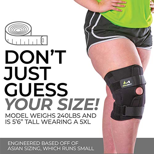 BraceAbility Plus Size Knee Brace - Bariatric Hinged Wraparound Sleeve for Extra-Large Legs and Obese Thighs to Support Meniscus Tears, Arthritis Pain, Tendonitis, Ligament Injuries and Sprains (6XL)