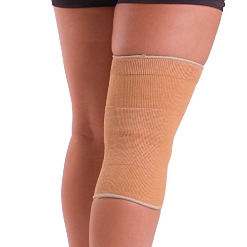 BraceAbility Elastic Slip-on Knee Sleeve | Cotton Fabric Knee Pain Compression Bandage for Stretchy, Lightweight & Comfortable Support (Medium)