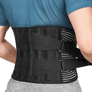 freetoo back braces for lower back pain relief with 6 stays, breathable back support belt for men/women for work , anti-skid lumbar support belt with 16-hole mesh for sciatica(l)