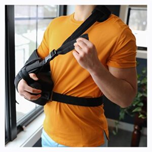 BraceAbility Abducted Shoulder Sling Immobilizer - Padded Rotator Cuff Support Brace with Pillow and Exercise Ball for Right or Left Arm Pain Relief From Post-Surgery Recovery and Subluxation (Large)