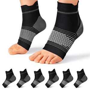 plantar fasciitis sock (6 pairs) for men and women, compression foot sleeves with arch and ankle support (black, large)