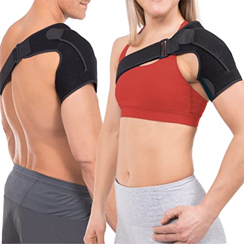 BraceAbility Shoulder Support Brace - Compression Copper Arm Immobilizer Sleeve for Rotator Cuff or Labrum Tears, Bursitis Pain, Impingement, SLAP Injury, Dislocated Recovery for Men and Women (L/XL)