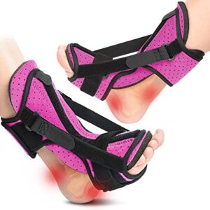 plantar fasciitis night splint: 2 packs 2022 upgraded plantar fasciitis brace with soft memory foam pad | ankle brace for plantar fasciitis relief achilles tendonitis relief foot drop heel arch pain support for women pink