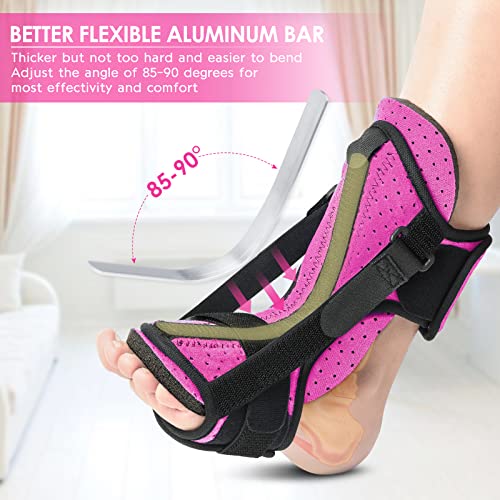 Plantar Fasciitis Night Splint: 2 Packs 2022 Upgraded Plantar Fasciitis Brace with Soft Memory Foam Pad | Ankle Brace for Plantar Fasciitis Relief Achilles Tendonitis Relief Foot Drop Heel Arch Pain Support for Women Pink