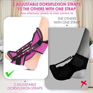 Plantar Fasciitis Night Splint: 2 Packs 2022 Upgraded Plantar Fasciitis Brace with Soft Memory Foam Pad | Ankle Brace for Plantar Fasciitis Relief Achilles Tendonitis Relief Foot Drop Heel Arch Pain Support for Women Pink