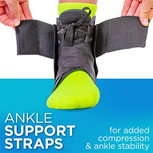 BraceAbility Sports Ankle Brace - Best Lace Up Figure 8 Sprained, Rolled or Twisted Active Support Wrap Stabilizer Splint for Basketball, Volleyball, Soccer, Working Out, Running Pain Treatment (XS)