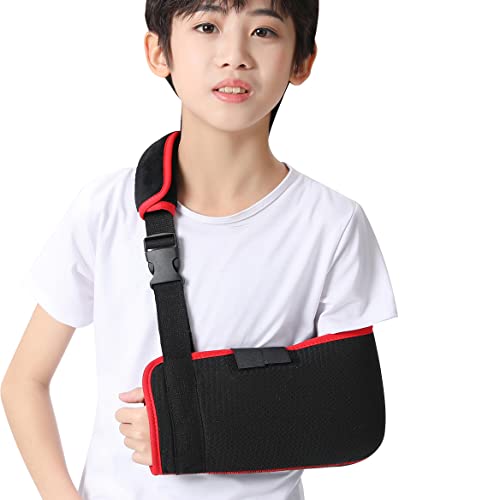 Ledhlth Soft Foam Arm Sling Black for Shoulder Kids Toddler Arm Support Brace for Broken Collarbone Children Shoulder Immobilizer for Shoulder Injury (Kids S)