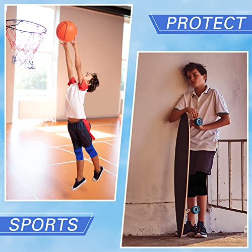 2 Pairs Kids Knee Sleeve Kids Knee Brace Children Knee Support Kids Knee Compression Sleeve Child Knee Pads for Basketball, Volleyball, Sports, Gymnastics, Black and Blue (Medium)