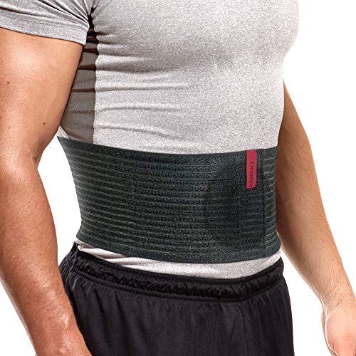 ORTONYX Premium Umbilical Hernia Belt for Men and Women / 6.25" Abdominal Binder with Hernia Support Pad - Navel Ventral Epigastric Incisional and Belly Button Hernias - Black OX5241-L/XL