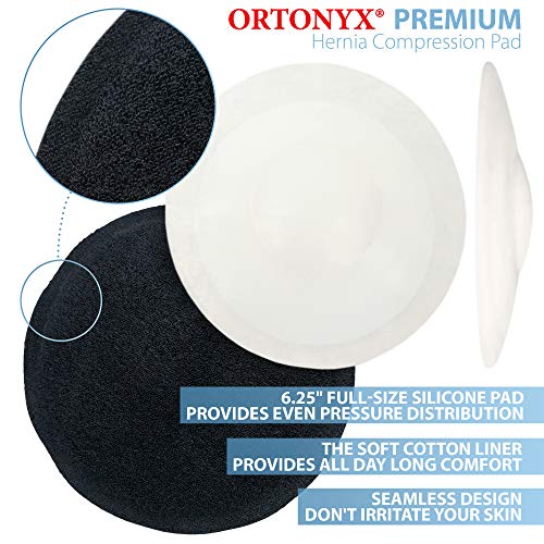 ORTONYX Premium Umbilical Hernia Belt for Men and Women / 6.25" Abdominal Binder with Hernia Support Pad - Navel Ventral Epigastric Incisional and Belly Button Hernias - Black OX5241-L/XL