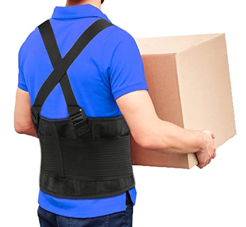 Back Brace Lumbar Back Support Belt for Women and Men , Lower Back Pain Relief Lumbar Support with Removable Suspender Straps , Lower Back Support for Heavy Lifting at Work,Moving and Warehouse Jobs 5XL(53"-65")