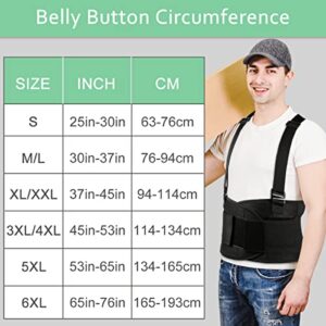 Back Brace Lumbar Back Support Belt for Women and Men , Lower Back Pain Relief Lumbar Support with Removable Suspender Straps , Lower Back Support for Heavy Lifting at Work,Moving and Warehouse Jobs 5XL(53"-65")